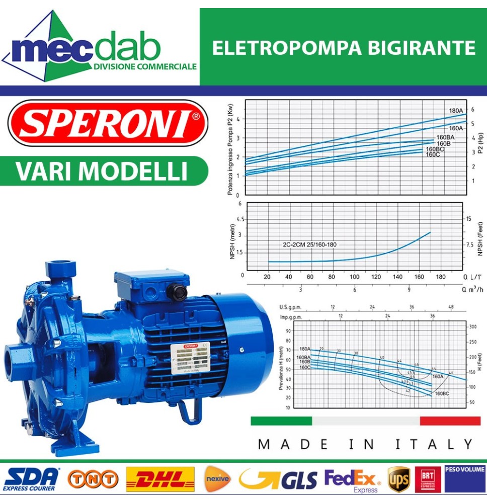Elettropompa Centrifuga Bigirante Acque Pulite Per Irrigazione e Autoclave Speroni 2CM 25